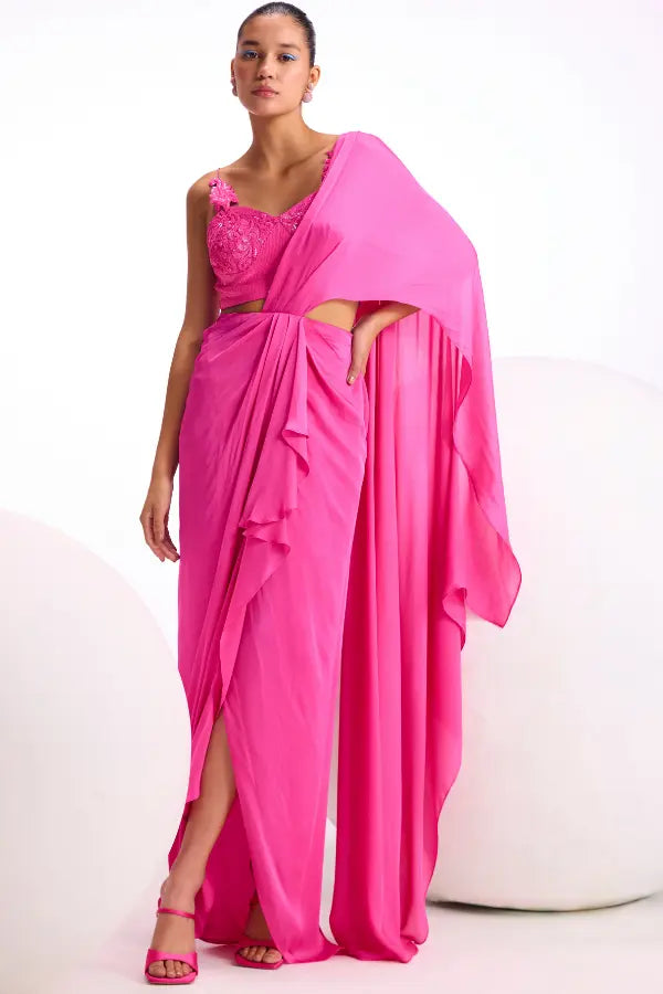 Rosa Baroque Drape Saree – Namrata Joshipura Online